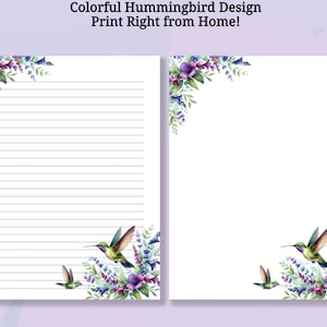 Hummingbird Printable Stationery Letter Writing Paper Stationary Print ...