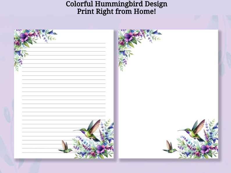 Hummingbird Printable Stationery Letter Writing Paper Stationary Print ...