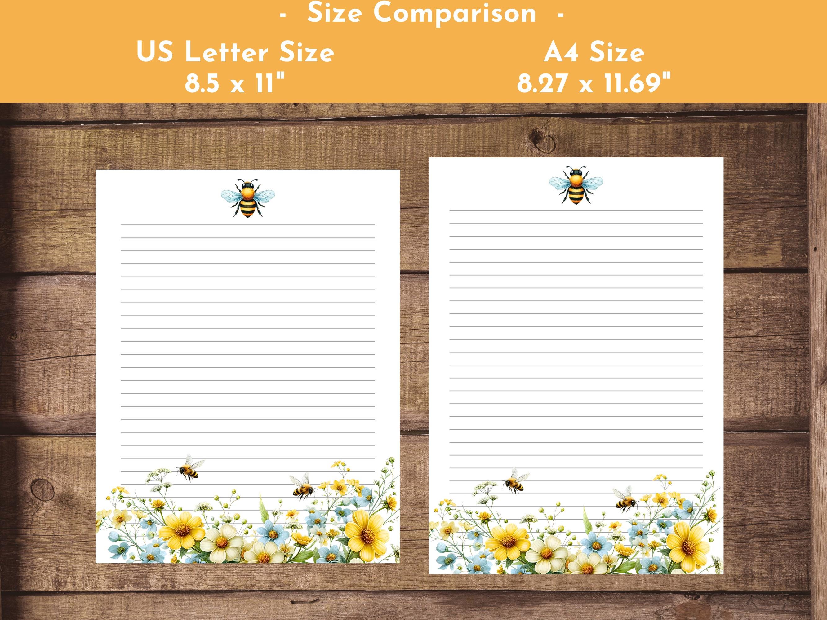 Bees Stationery Paper Printables Set Summer Spring Flowers Stationary ...