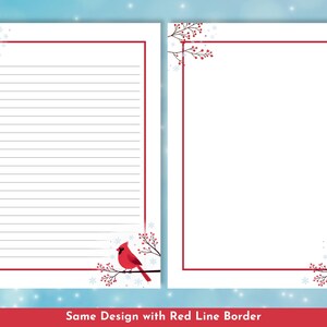 Printable Stationary Paper Winter Cardinal Snowflake Christmas ...