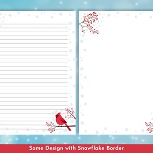 Printable Stationary Paper Winter Cardinal Snowflake Christmas ...