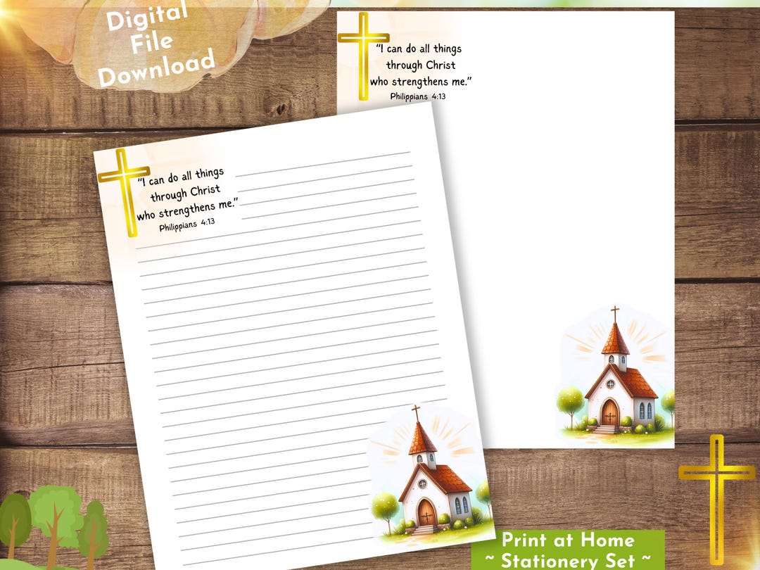 Christian Letter Writing Paper Catholic Church Religious Bible Verse ...