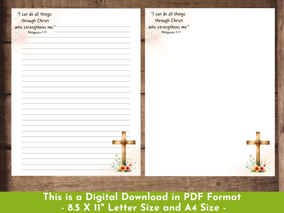 Bible Quotes Stationary Set Printable Prayer Catholic Cross ...