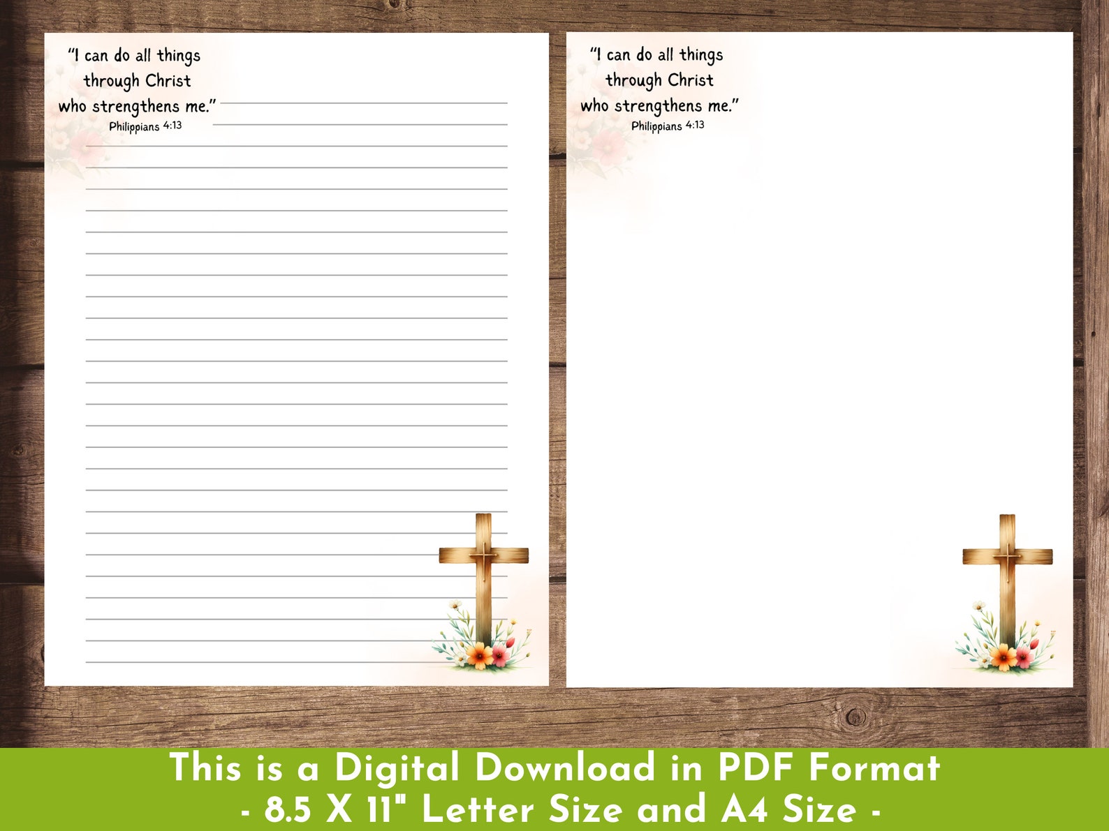 Bible Quotes Stationary Set Printable Prayer Catholic Cross ...
