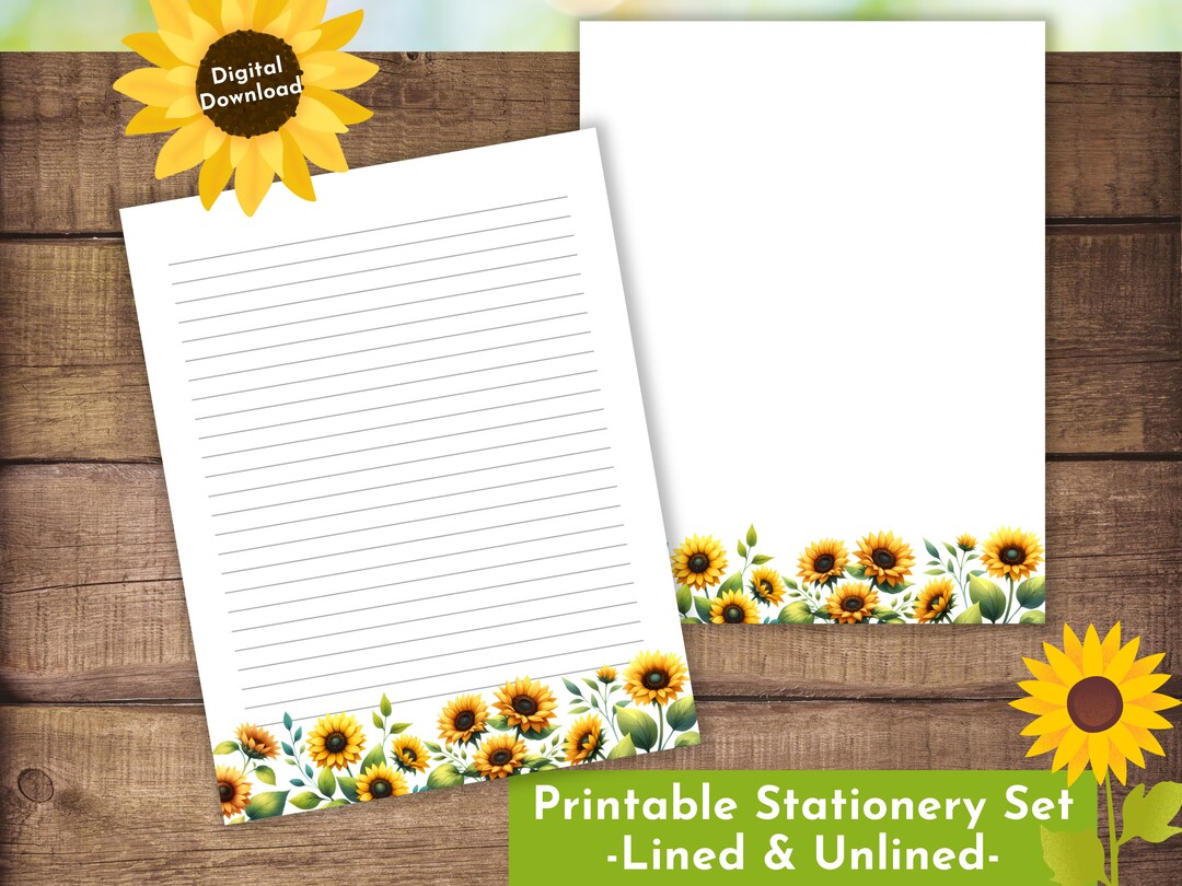 Sunflower Printable Stationary, Sunflowers Letter Writing Paper ...