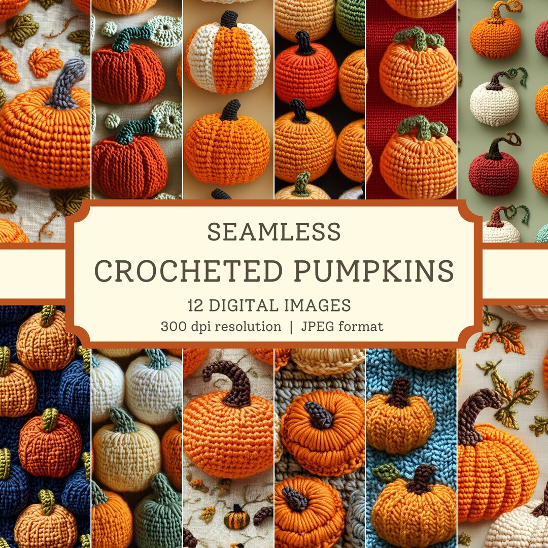 Crocheted Pumpkins Digital Paper, High Quality Seamless Images ...