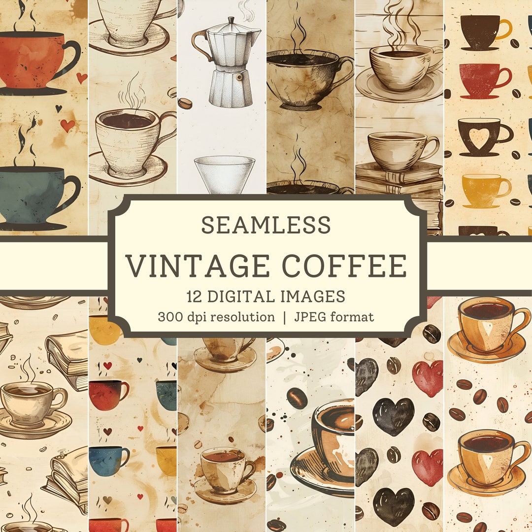 Vintage Coffee Digital Paper, 12 High Quality Seamless Images ...