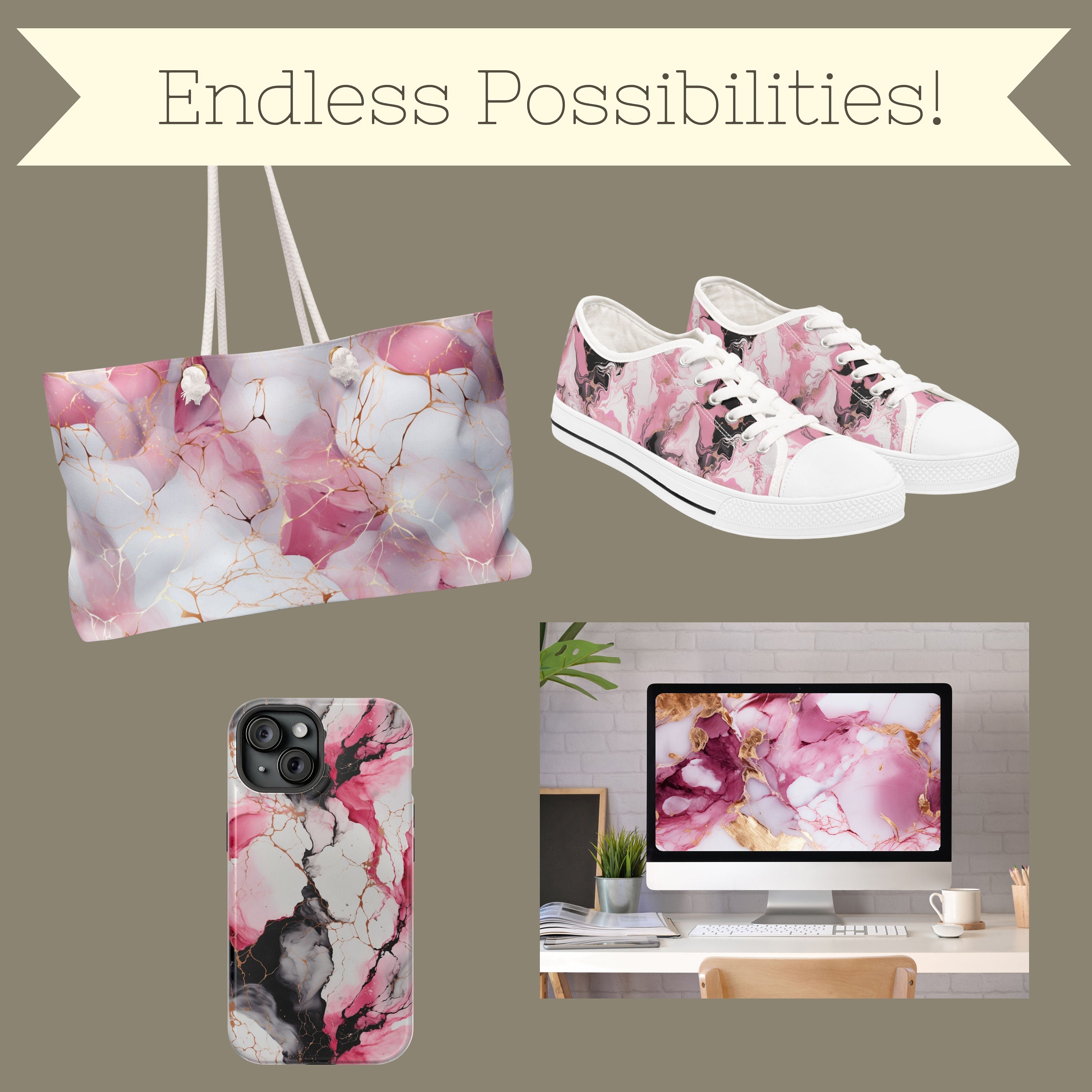 Pink Marble Seamless Digital Designs, Printable Scrapbook Paper ...