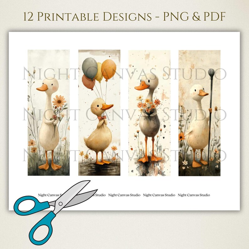 Whimsical Ducks Printable Bookmarks, High Quality Digital Images ...