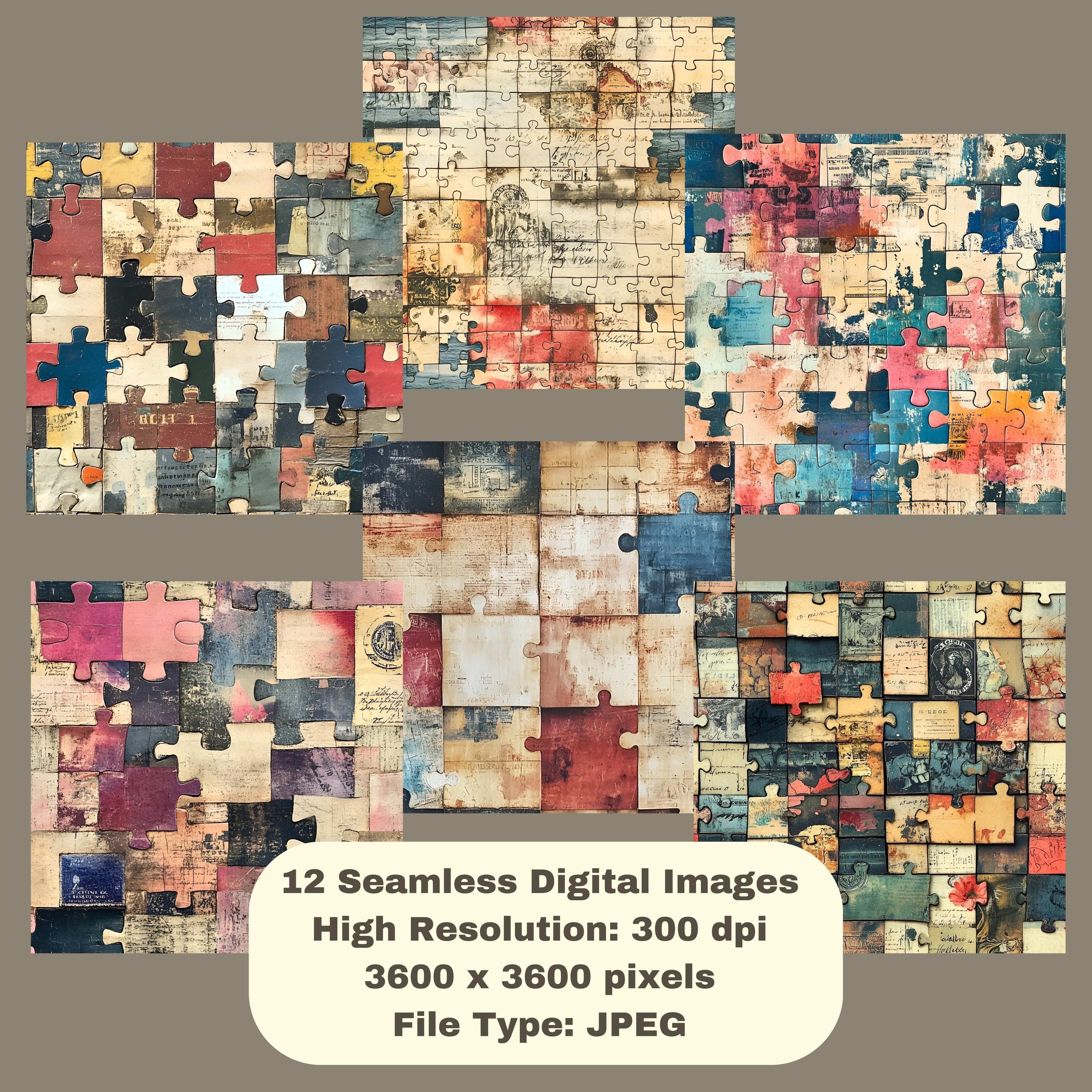 Grunge Puzzle Pieces Digital Paper, High Quality Seamless Images ...
