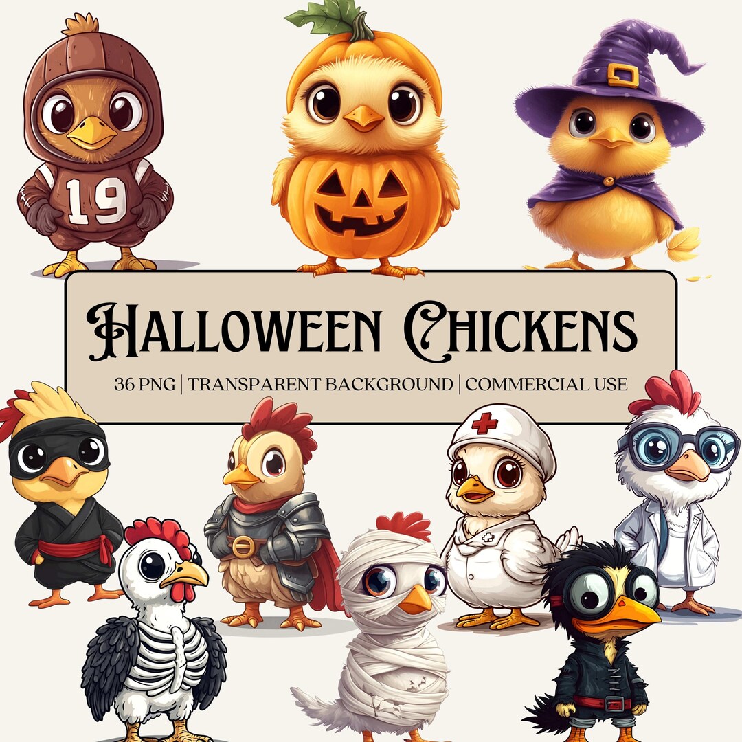 Halloween Chickens Clipart Bundle, High Quality PNG, Transparent ...