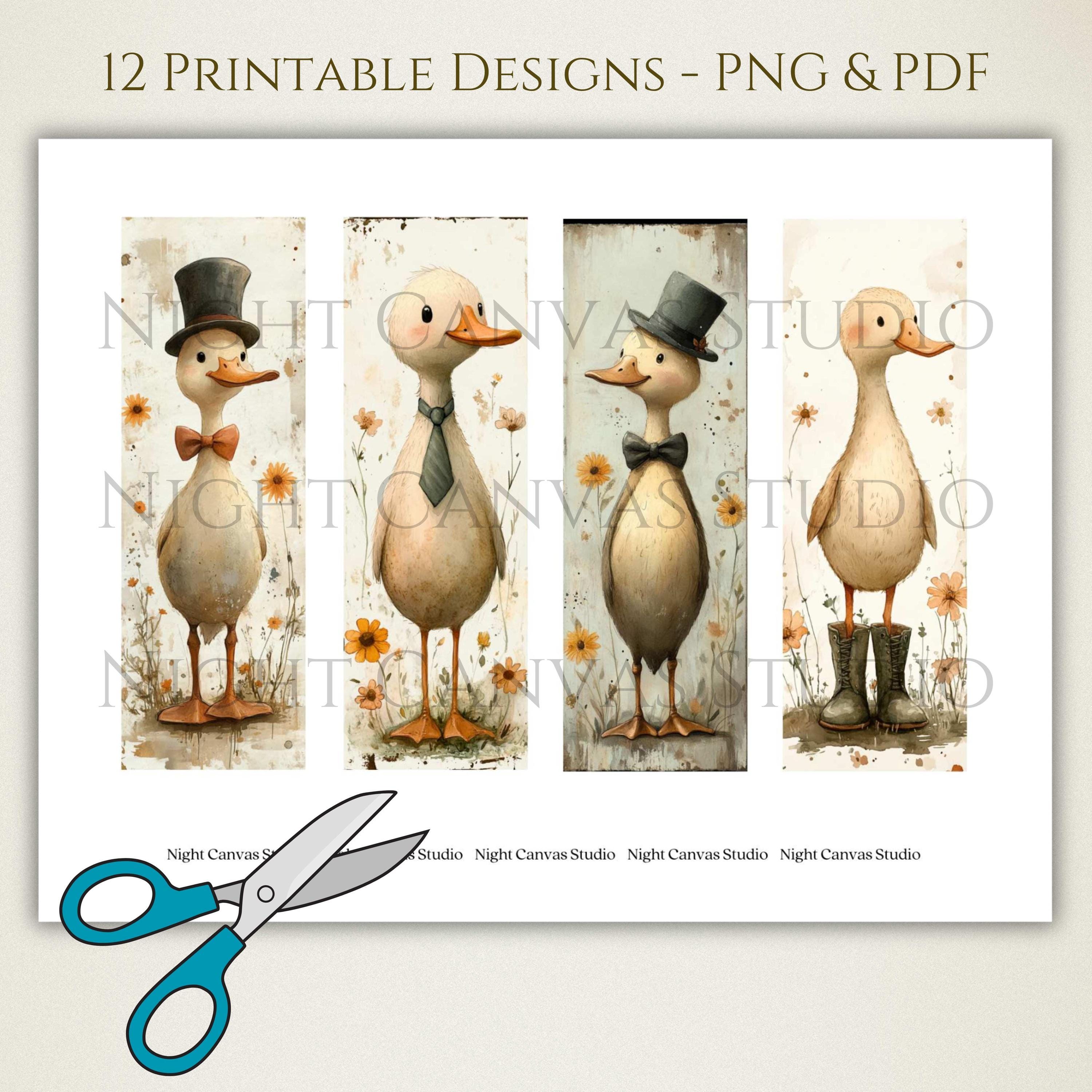 Whimsical Ducks Printable Bookmarks, High Quality Digital Images ...