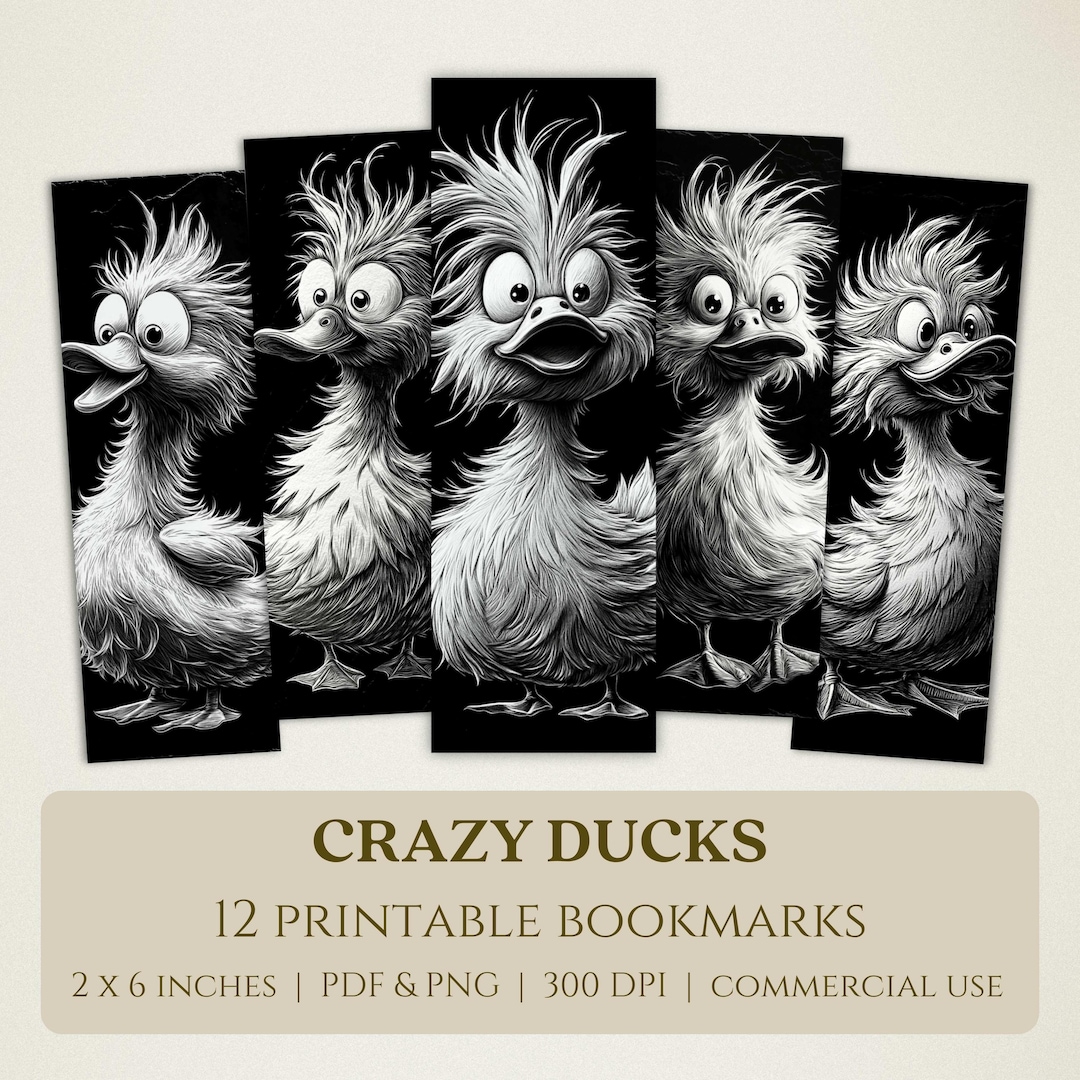 Crazy Ducks Printable Bookmarks, High Quality Digital Images, Instant ...