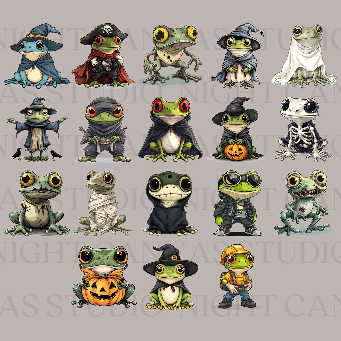 Halloween Frogs Clipart Bundle, High Quality PNG, Transparent ...