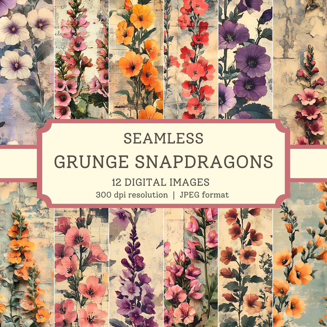 Grunge Snapdragons Digital Paper, High Quality Seamless Images, Junk ...