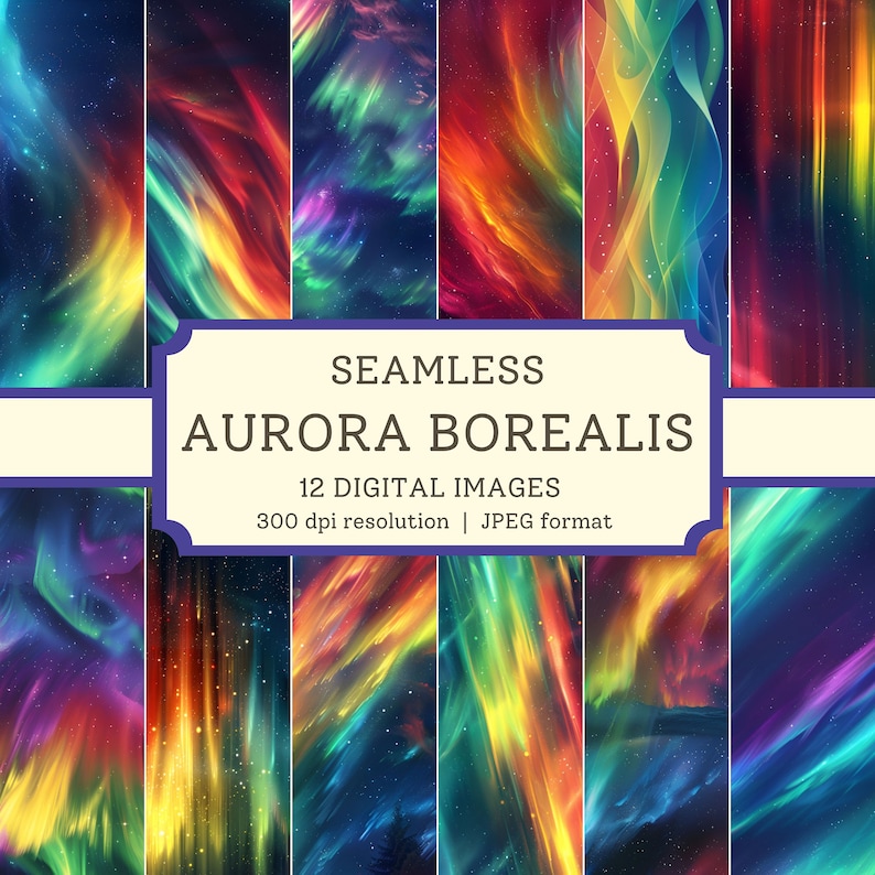 Aurora Borealis Digital Paper, High Quality Seamless Images, Northern ...