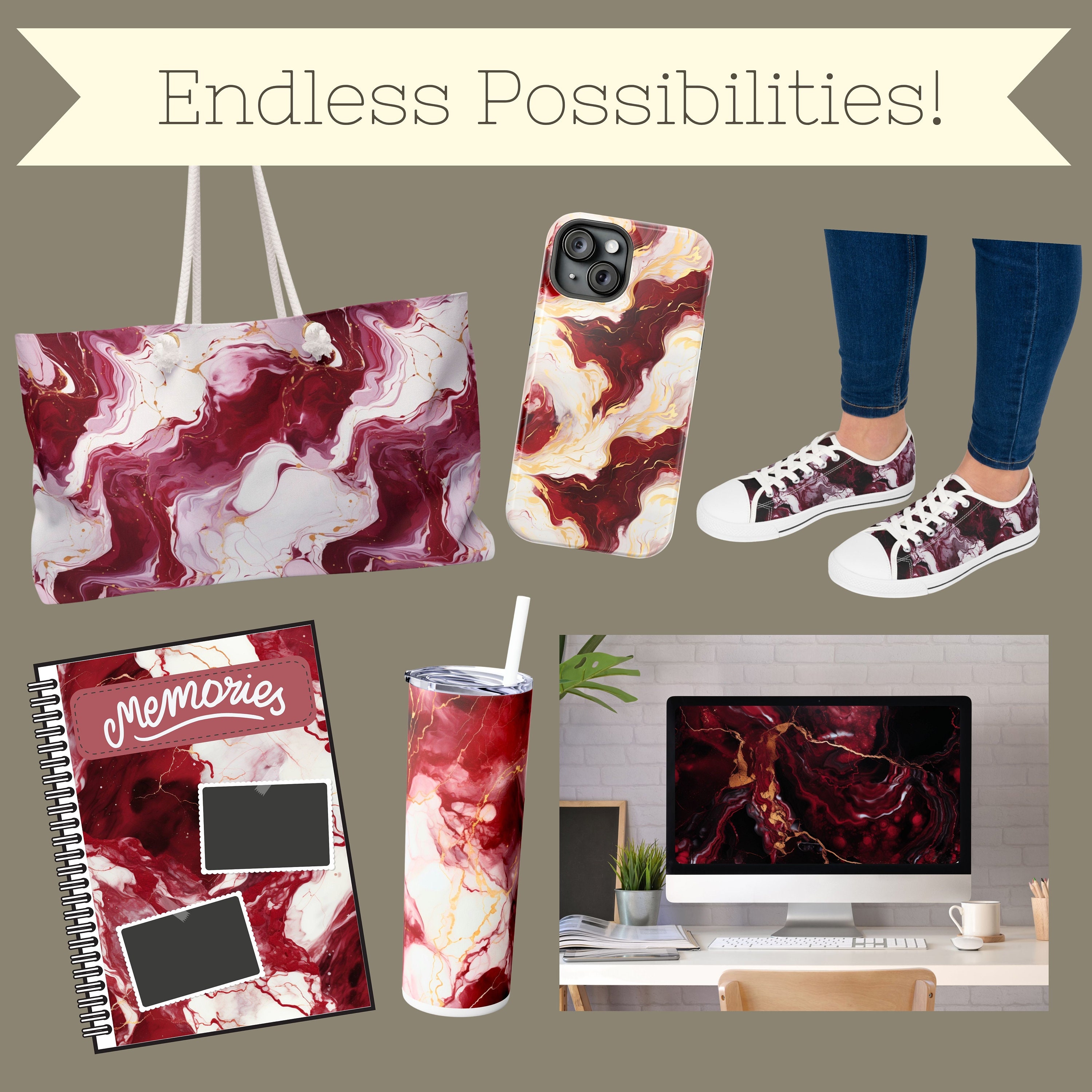 Red Marble Seamless Digital Designs, Printable Scrapbook Paper/ Textile ...