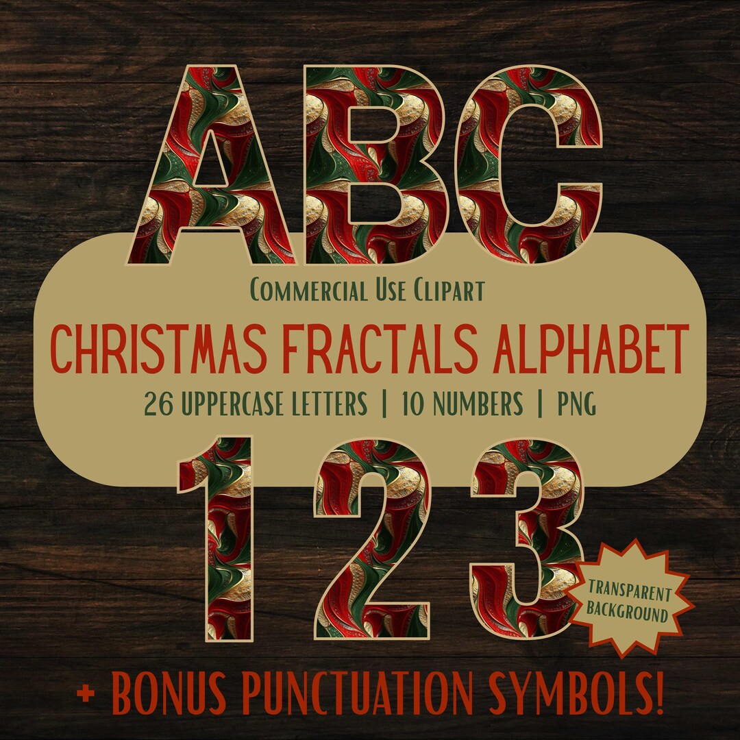 Christmas Fractal Alphabet PNG, A to Z Letters, 0 to 9 Numbers, High ...
