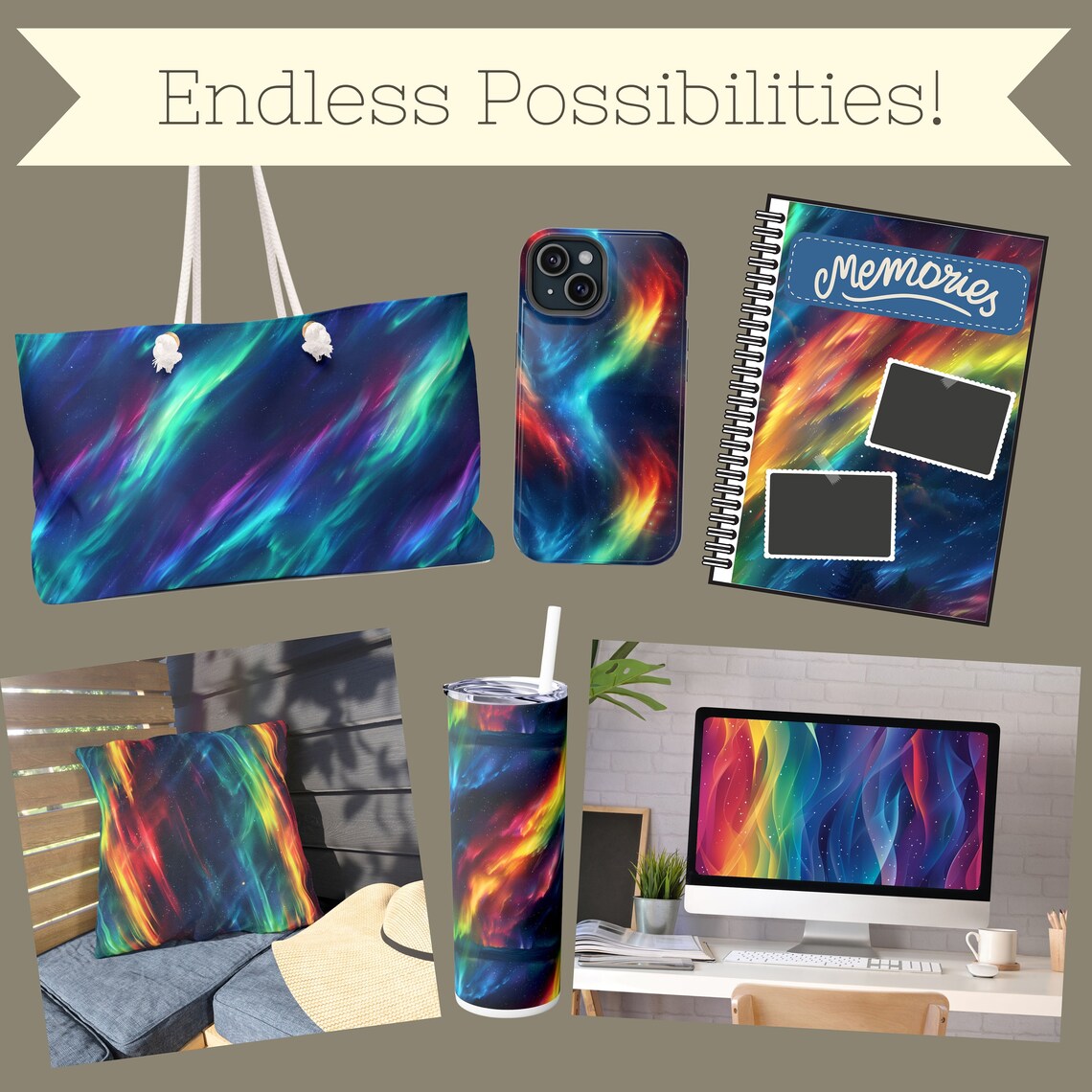 Aurora Borealis Digital Paper, High Quality Seamless Images, Northern ...