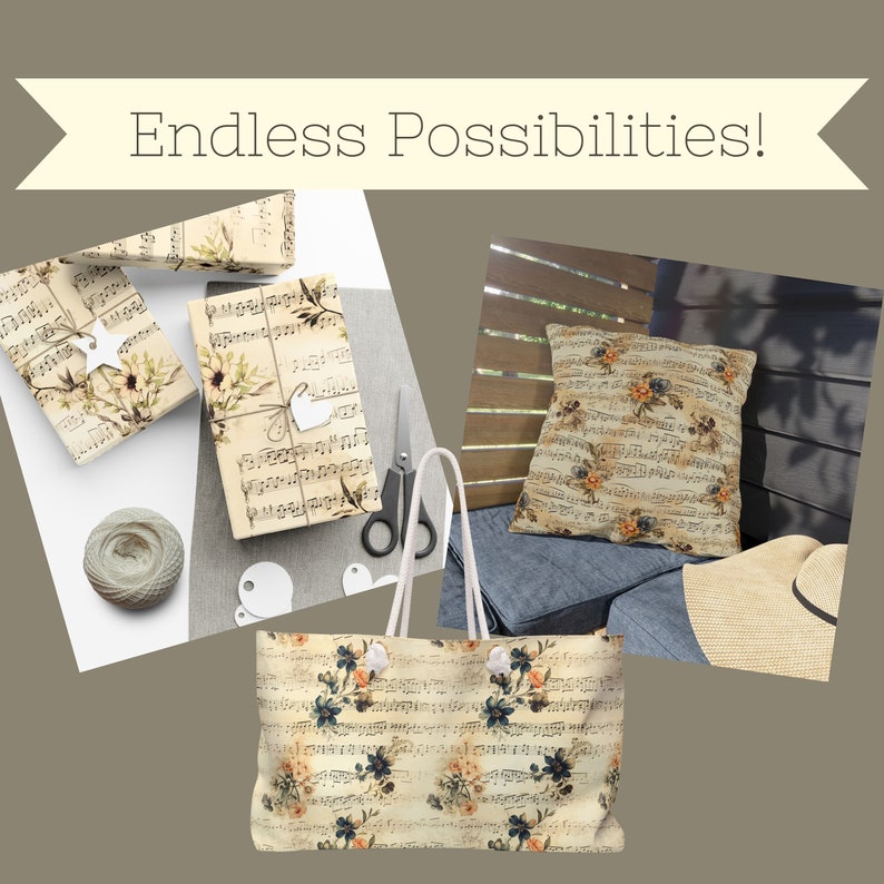 Floral Music Notes Digital Paper, 12 High Quality Seamless Images ...