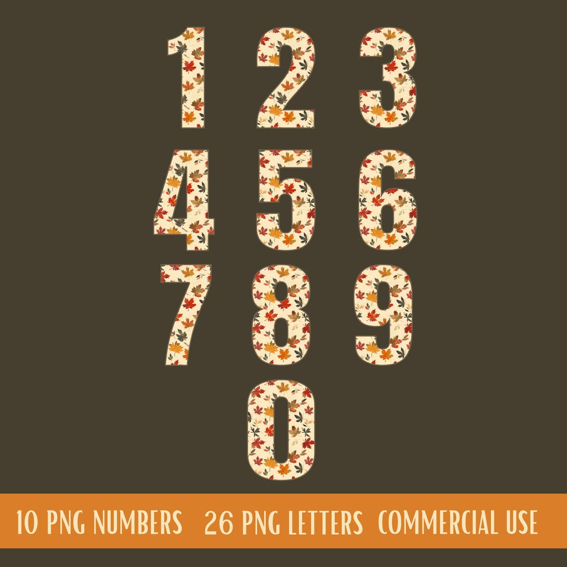 Autumn Leaves Alphabet PNG, A to Z Letters, 0 to 9 Numbers, High ...