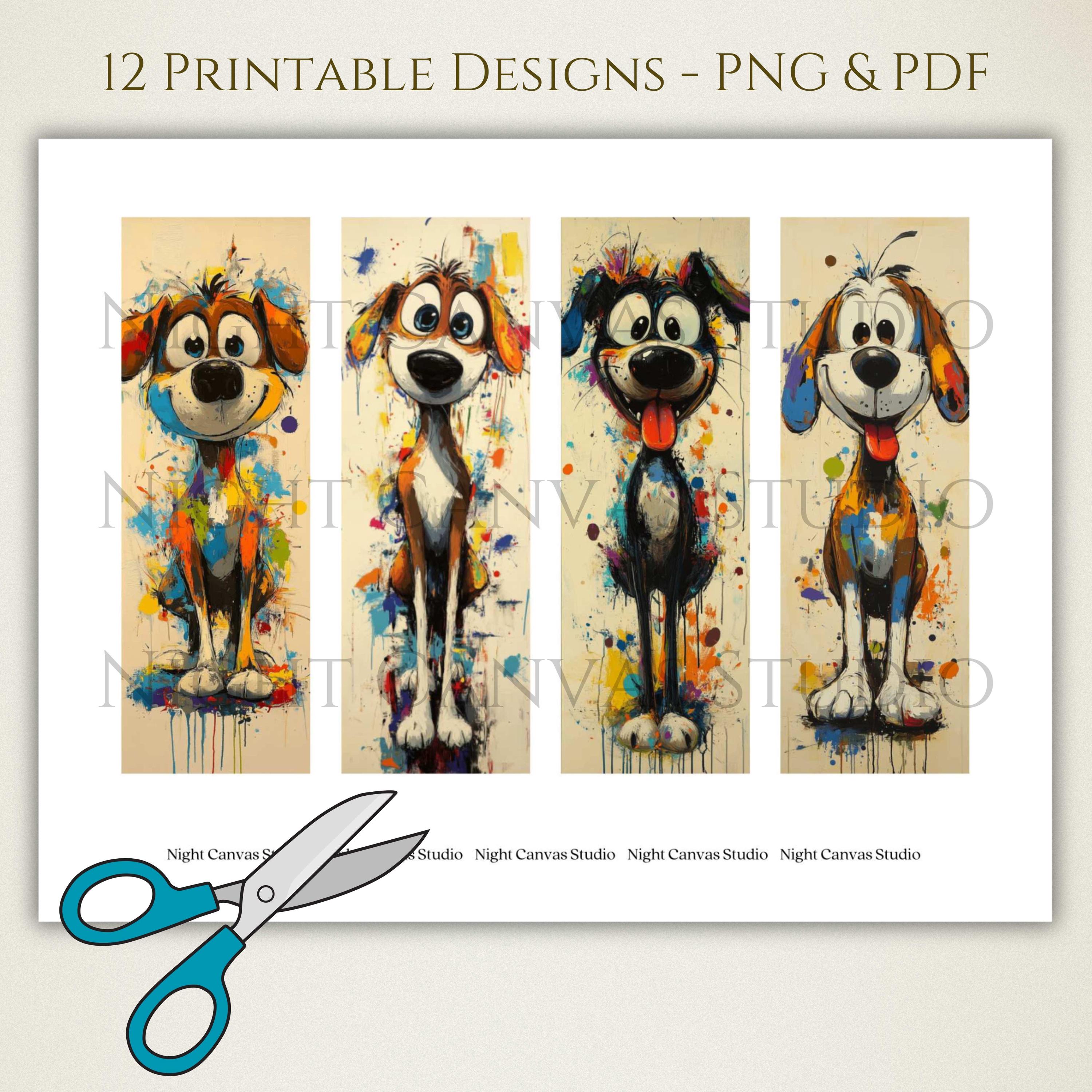 Quirky Dogs Printable Bookmarks, High Quality Digital Images, Instant ...