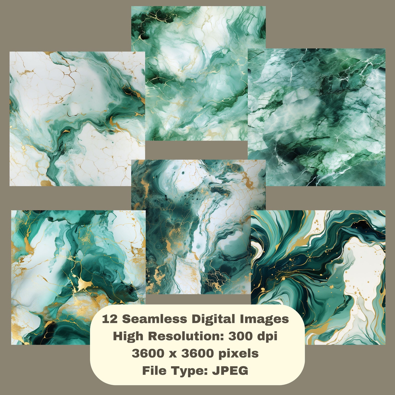 Emerald Marble Seamless Digital Designs, Printable Scrapbook Paper ...