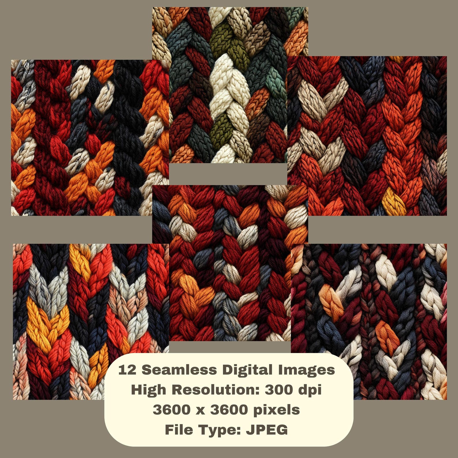 Autumnal Chunky Knit Digital Paper, High Quality Seamless Images ...