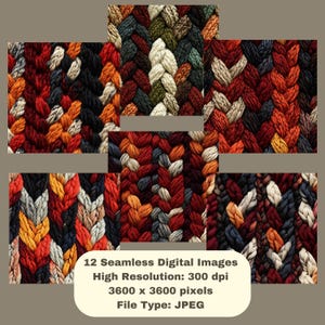 Autumnal Chunky Knit Digital Paper, High Quality Seamless Images ...