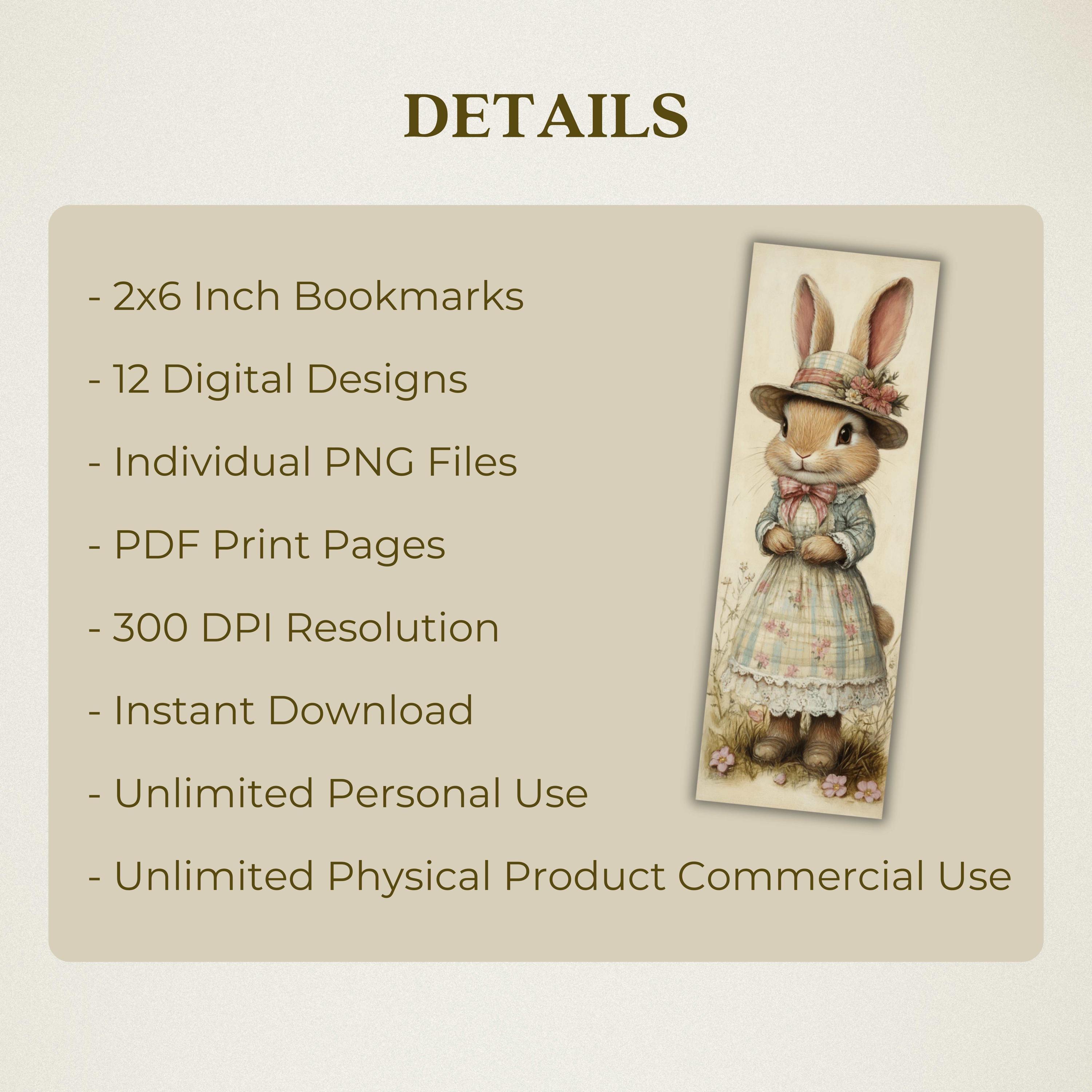 Spring Floral Bunnies Printable Bookmarks, High Quality Digital Images ...