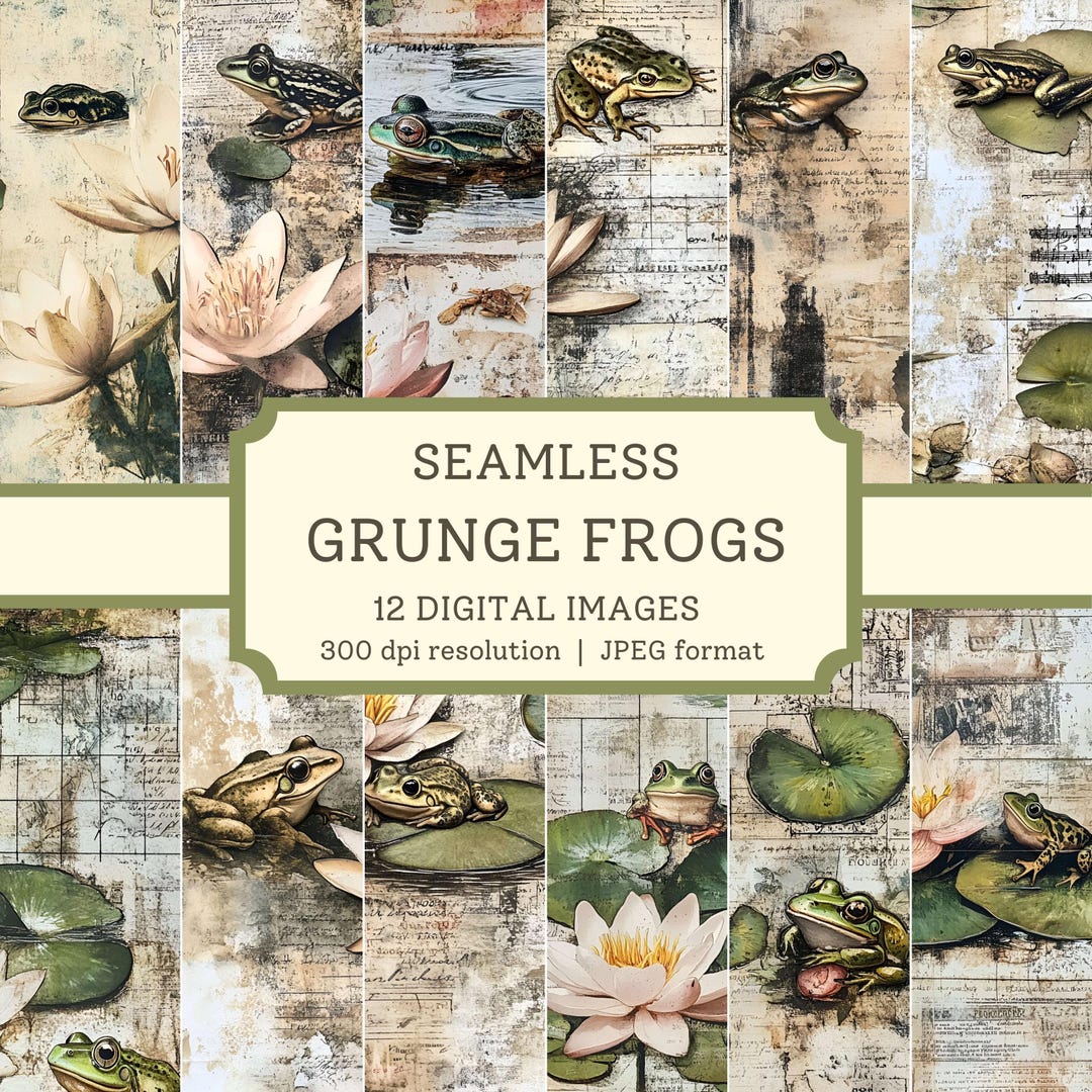 Grunge Frogs Digital Paper, High Quality Seamless Images, Printable ...