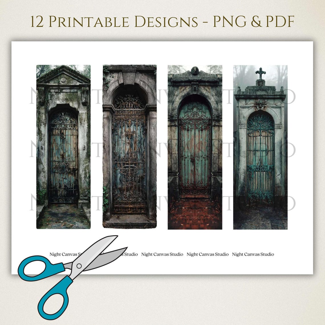 Cemetery Crypt Doors Printable Bookmarks, High Quality Digital Images ...