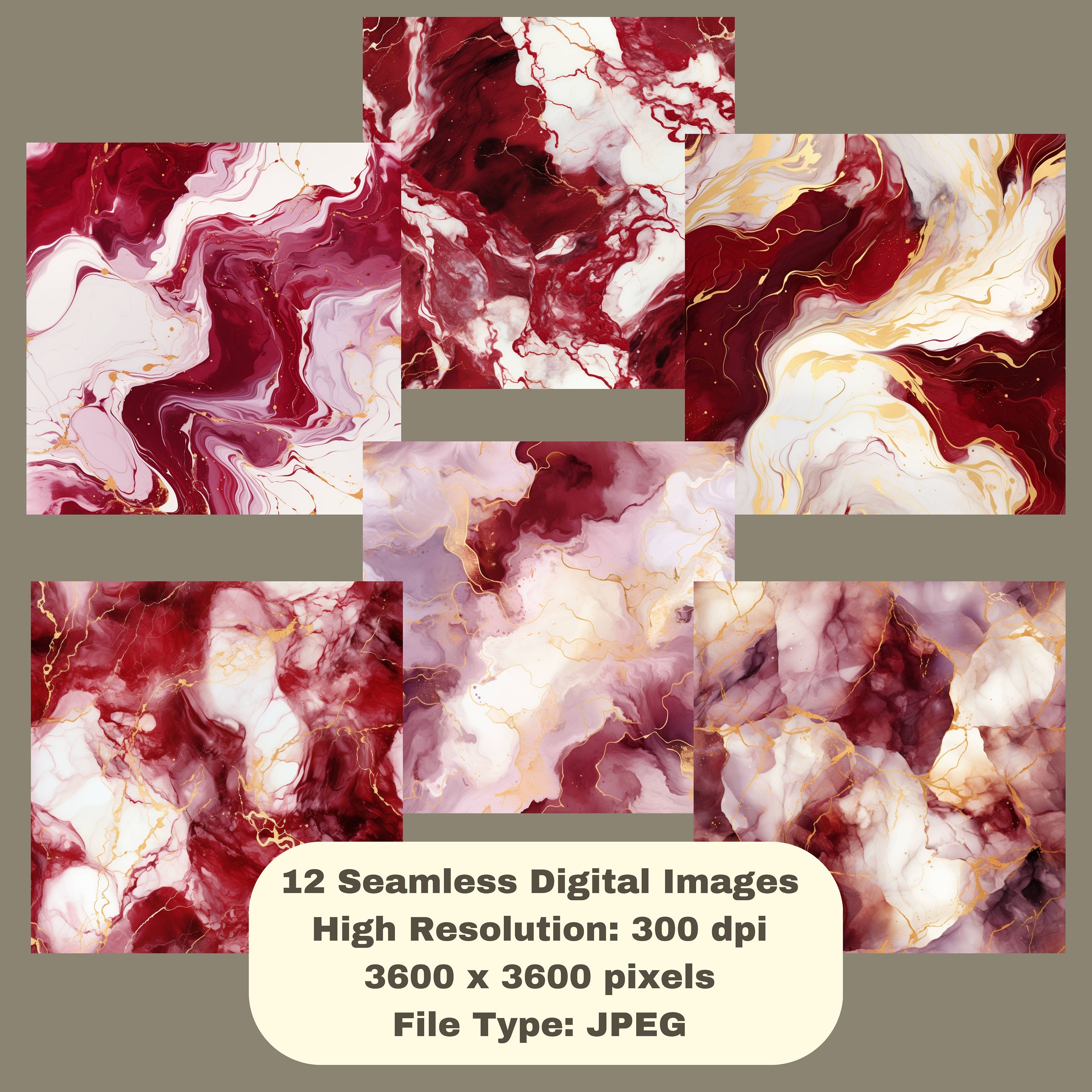 Red Marble Seamless Digital Designs, Printable Scrapbook Paper/ Textile ...