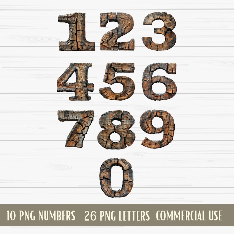 Burnt Oak Wood Alphabet PNG, A to Z Letters, 0 to 9 Numbers, High ...