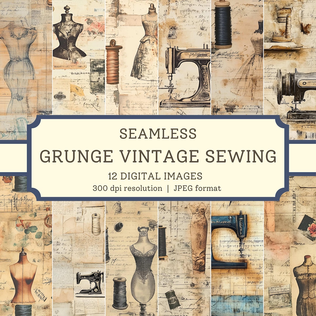 Grunge Vintage Sewing Digital Paper, High Quality Seamless Images ...