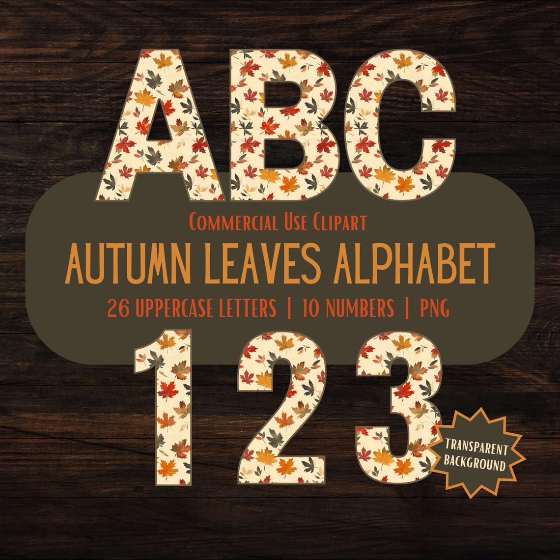 Autumn Leaves Alphabet PNG, A to Z Letters, 0 to 9 Numbers, High ...