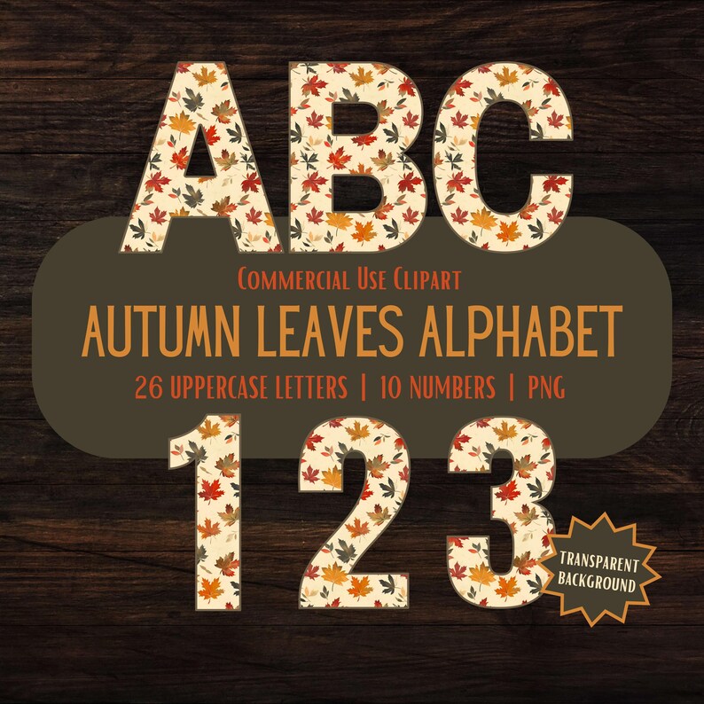 Autumn Leaves Alphabet PNG, A to Z Letters, 0 to 9 Numbers, High ...