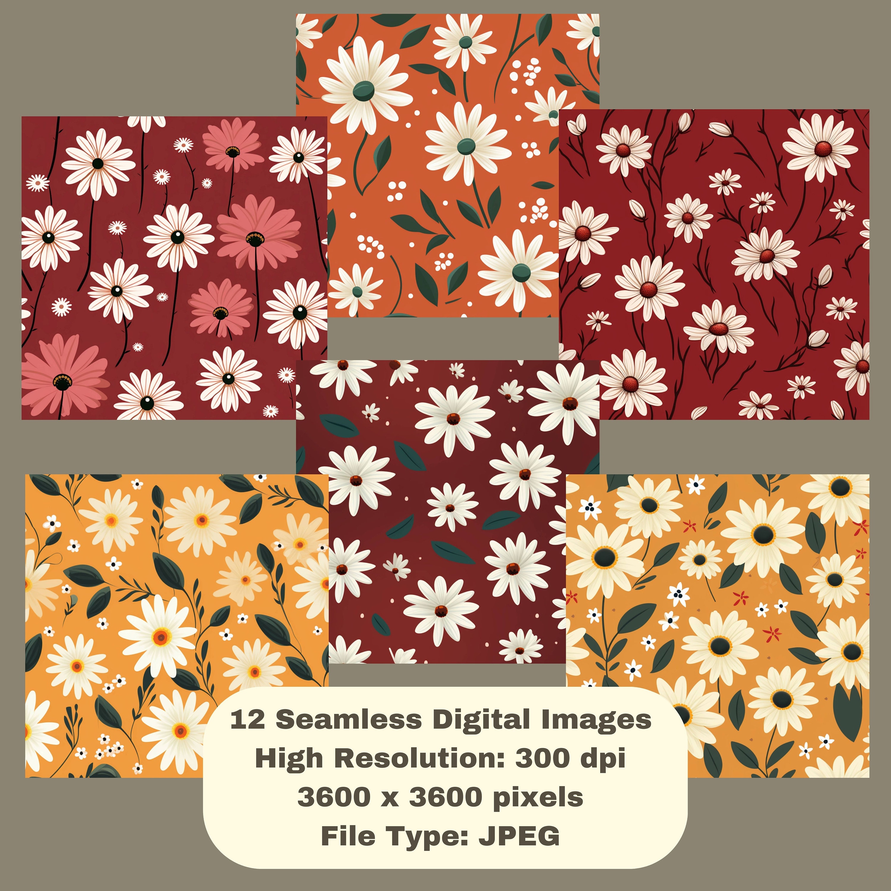 Rainbow Daisies Digital Paper, High Quality Seamless Images, Printable ...