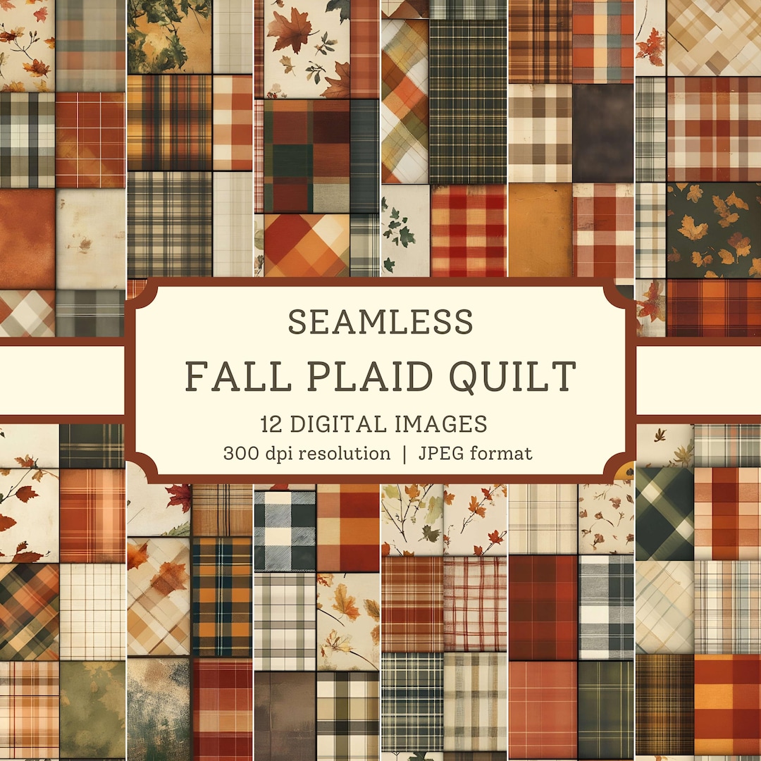 Fall Plaid Quilt Digital Paper, High Quality Seamless Images, Printable ...
