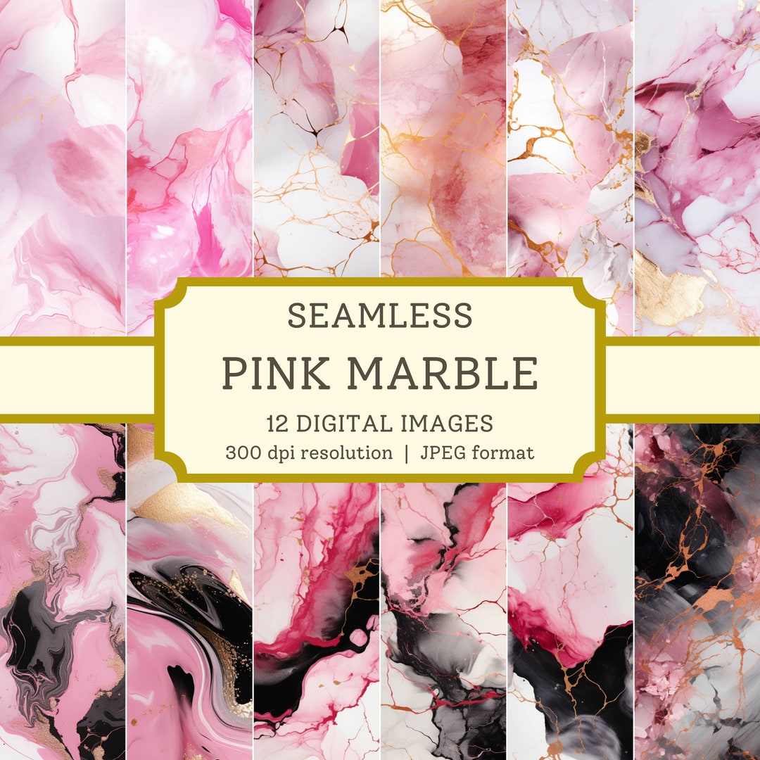 Pink Marble Seamless Digital Designs, Printable Scrapbook Paper ...