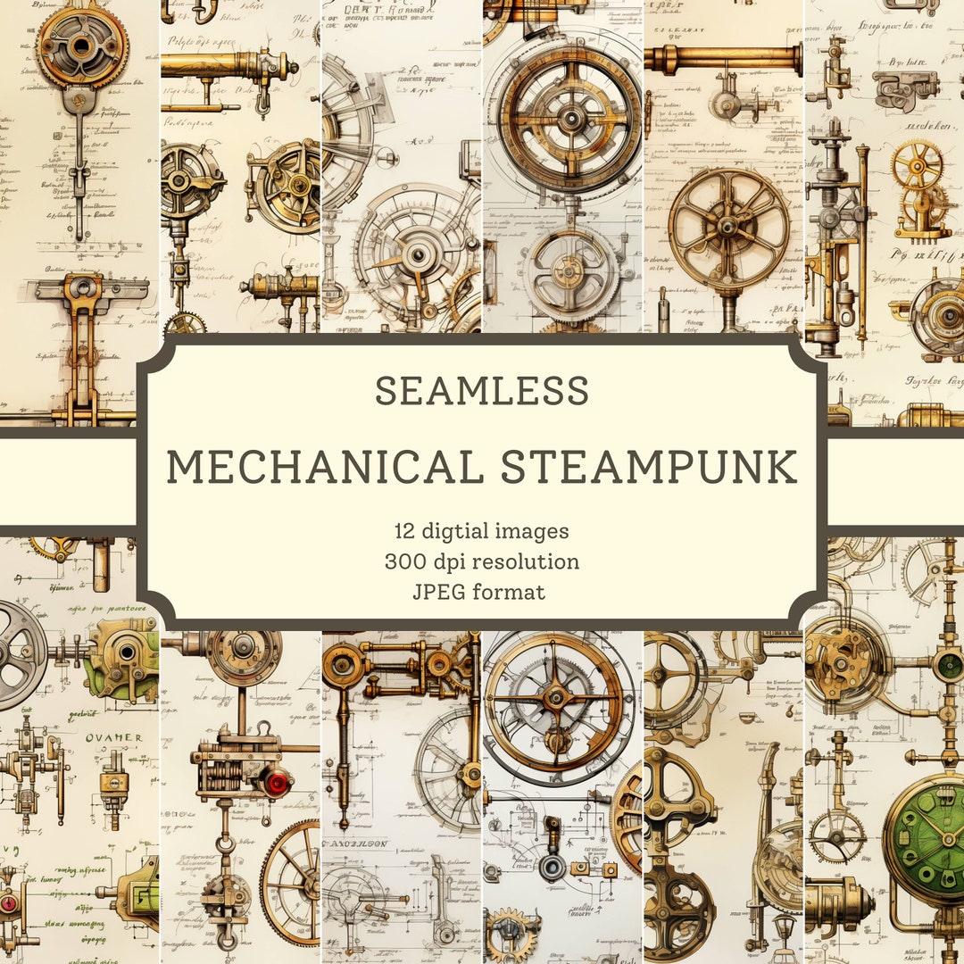 Mechanical Steampunk Digital Paper 12 High Quality Seamless - Etsy
