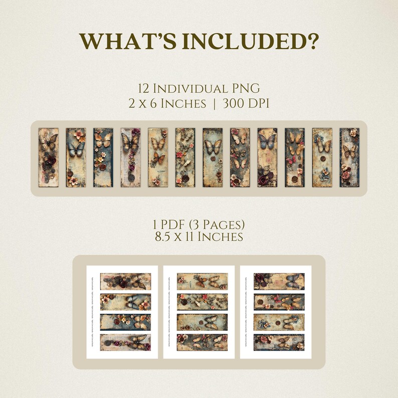 Grunge Butterflies Printable Bookmarks, High Quality Digital Images ...