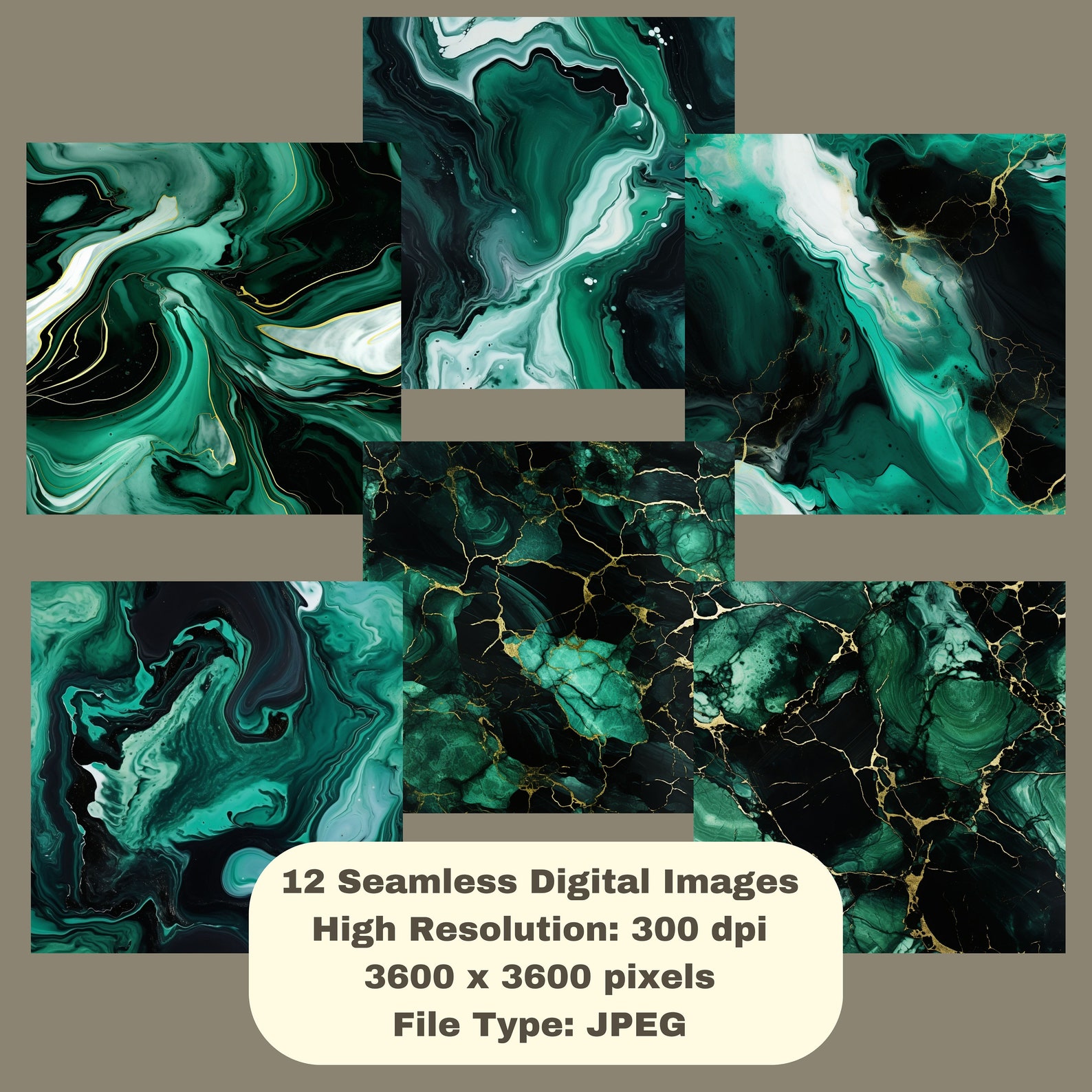 Emerald Marble Seamless Digital Designs, Printable Scrapbook Paper ...