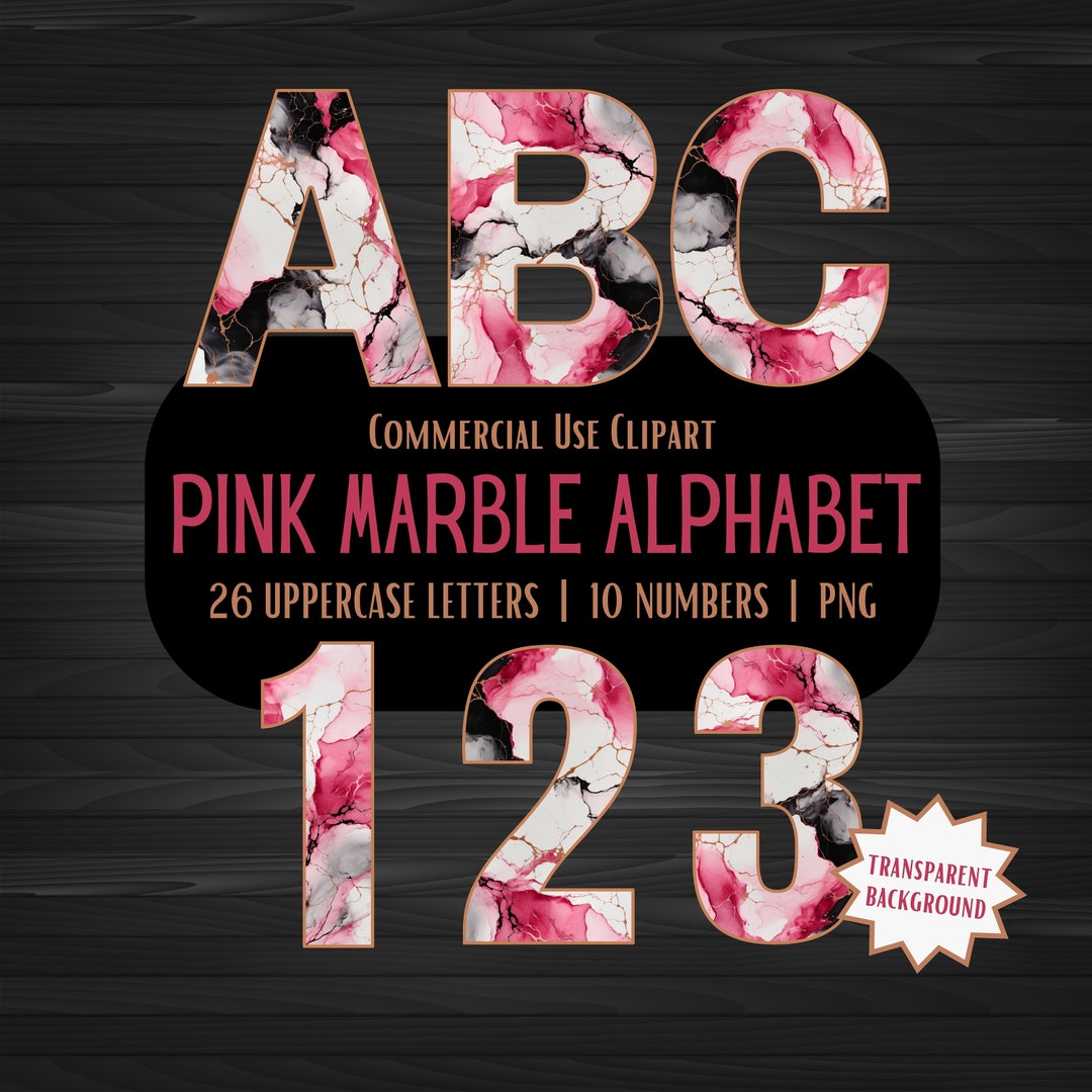 Pink Marble Alphabet PNG, A to Z Letters, 0 to 9 Numbers, High ...