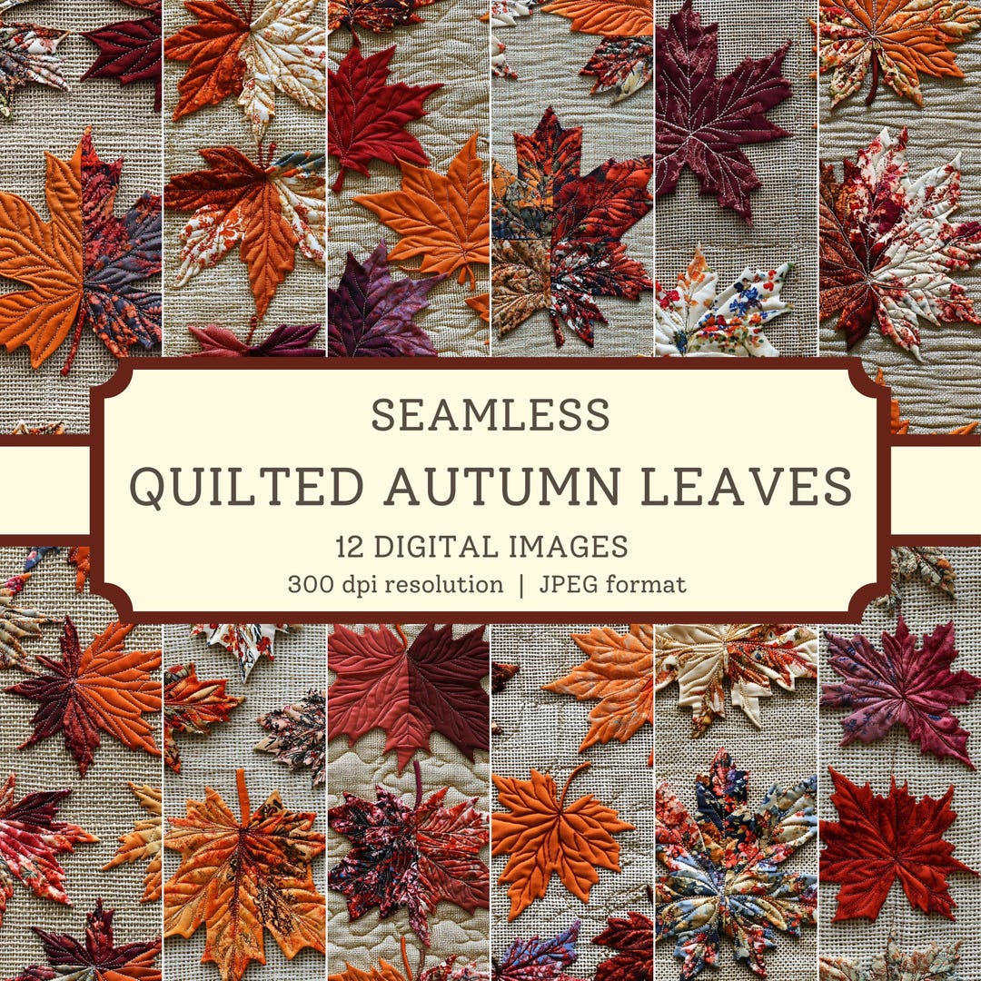 Quilted Autumn Leaves Digital Paper, High Quality Seamless Images ...