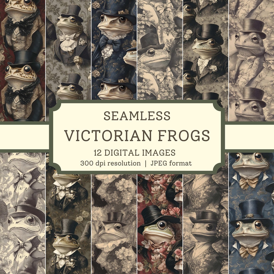 Victorian Frogs Digital Paper, High Quality Seamless Images, Printable ...