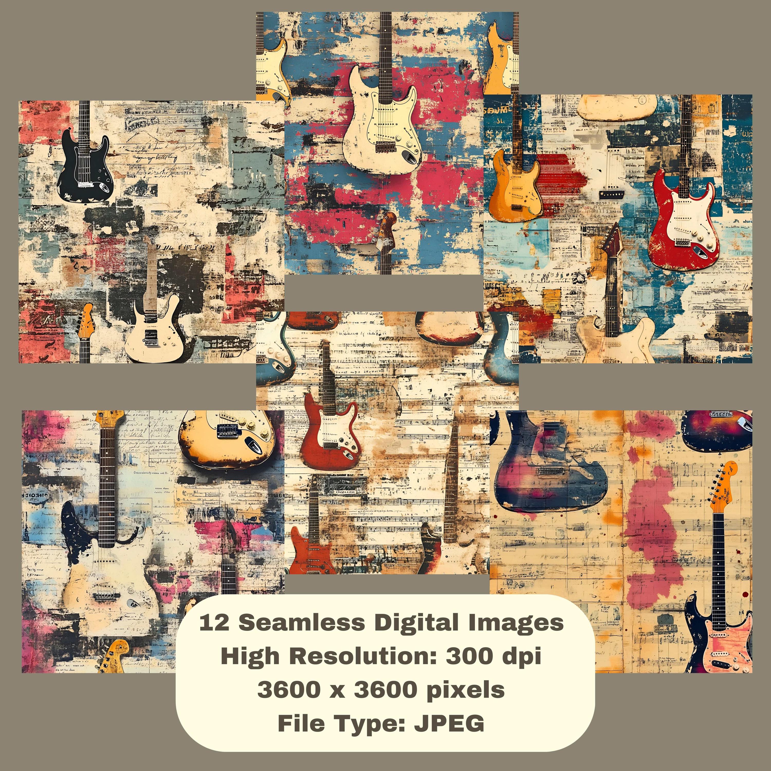 Grunge Electric Guitar Digital Paper, High Quality Seamless Images ...