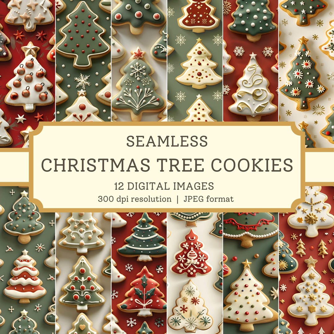 Christmas Tree Cookies Digital Paper, High Quality Seamless Images ...