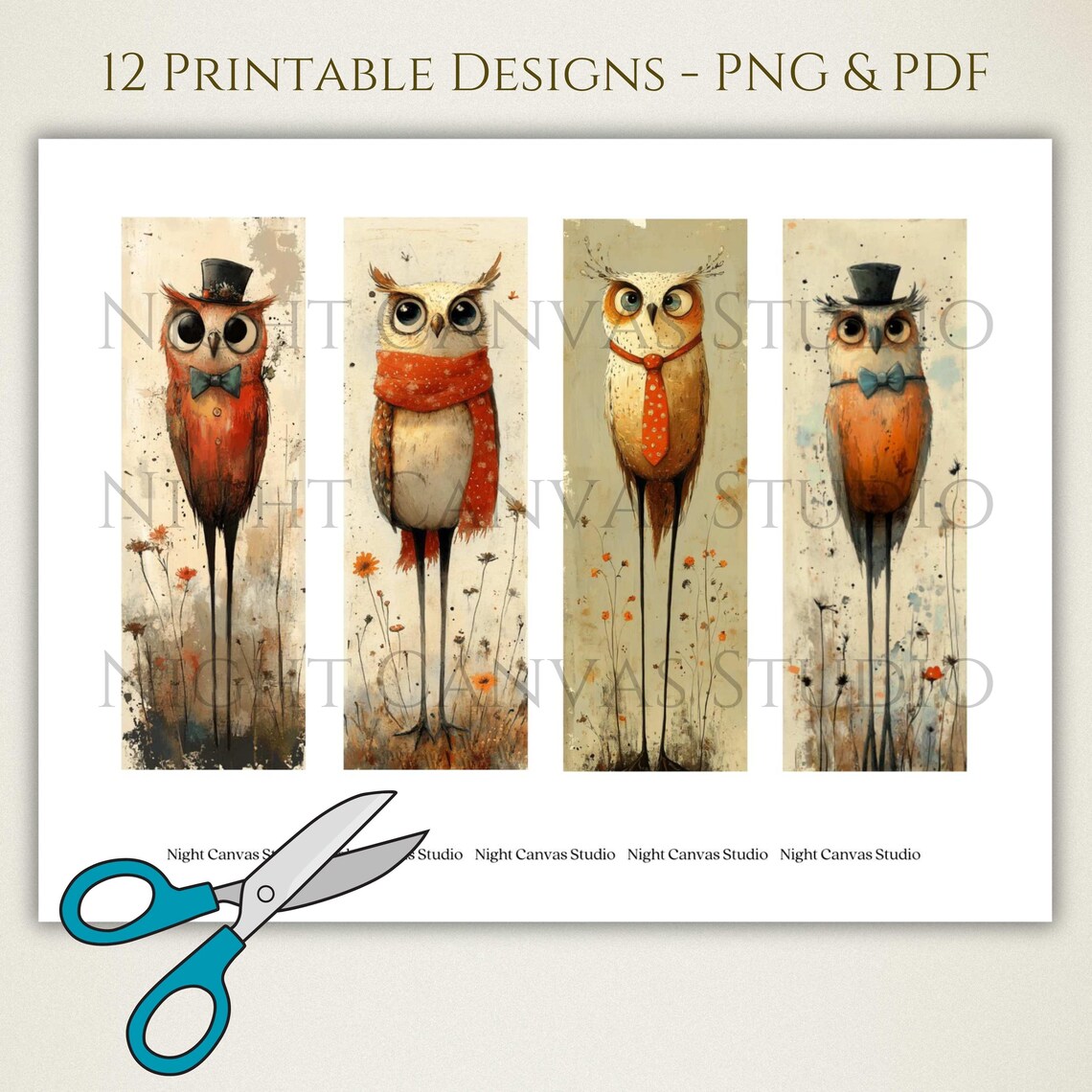 Whimsical Owls Printable Bookmarks, High Quality Digital Images ...
