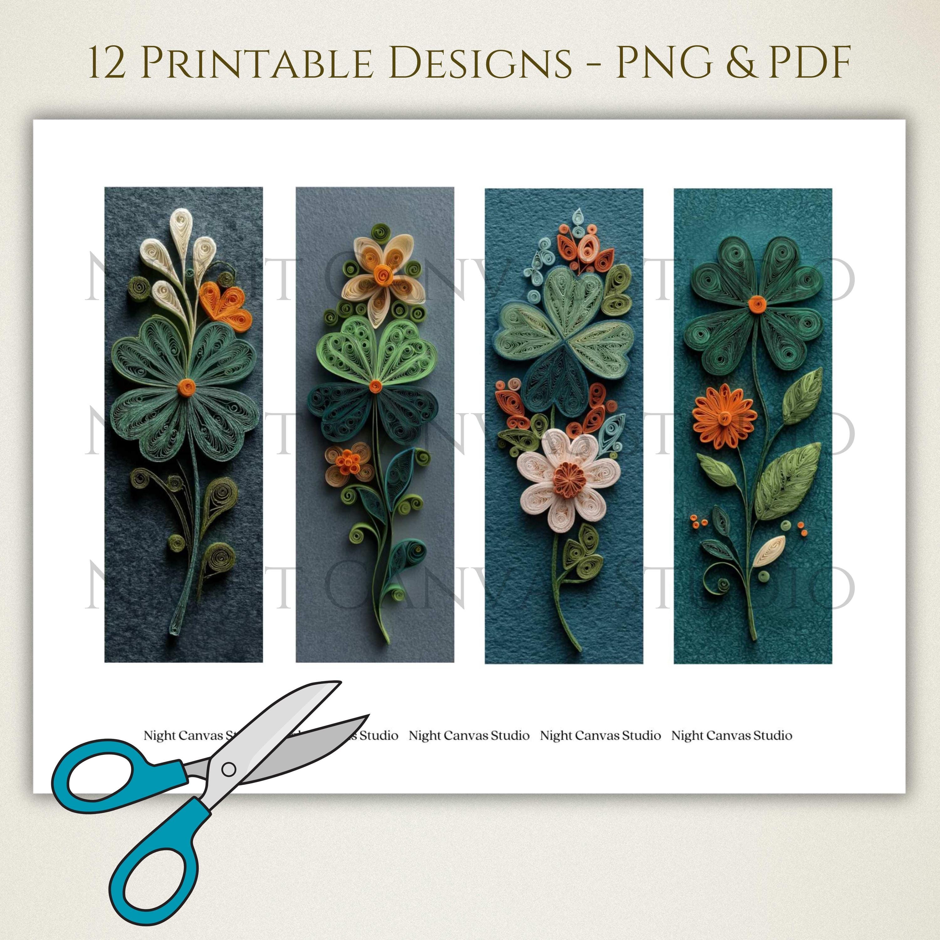 Quilled Paper Shamrocks Printable Bookmarks, High Quality Digital ...